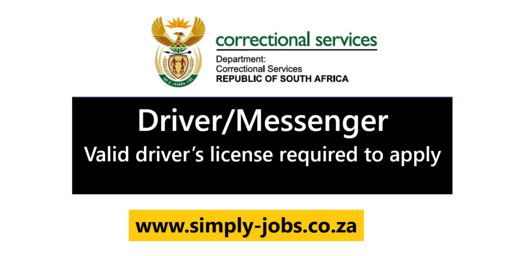 Driver/Messenger Jobs – Department of Correctional Services (DCS ...