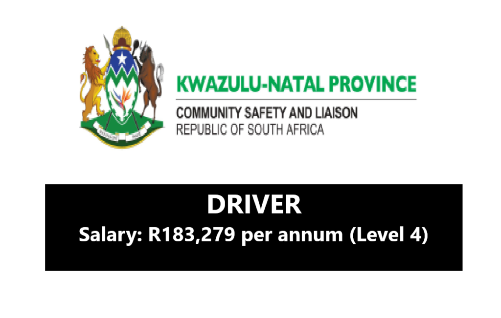 Driver Position (Code C1 with PDP) – Pietermaritzburg | KZN Dept. of ...